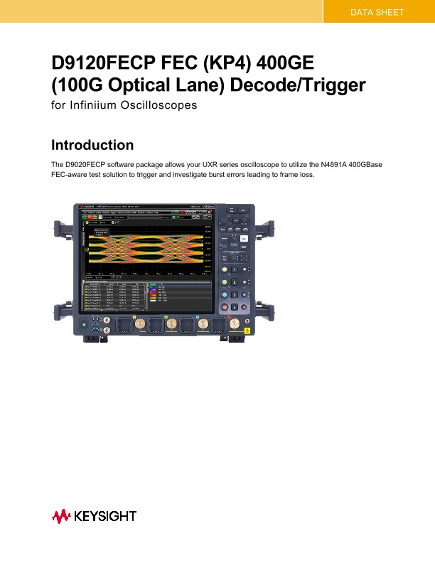 D9120FECP FEC (KP4) 400GE (100G Optical Lane) Decode/Trigger PDF Asset Page | Keysight